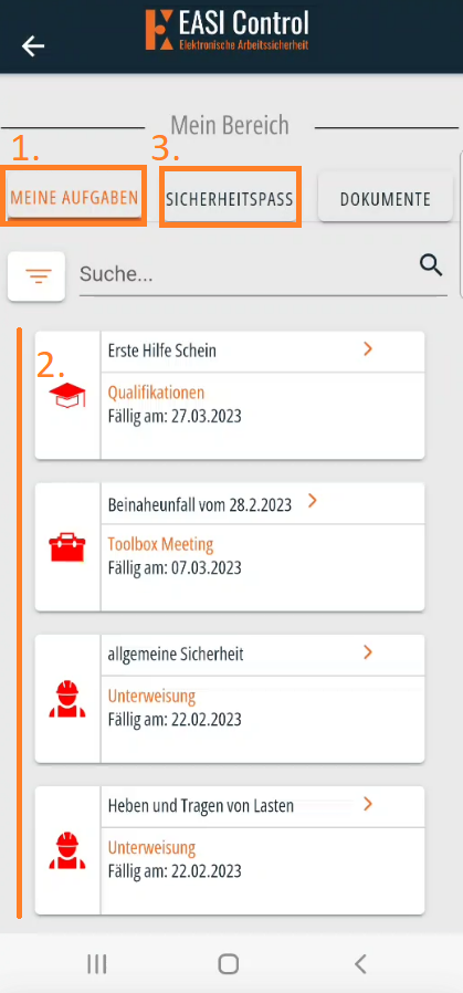 Meine Aufgaben - in der App – EASI Control