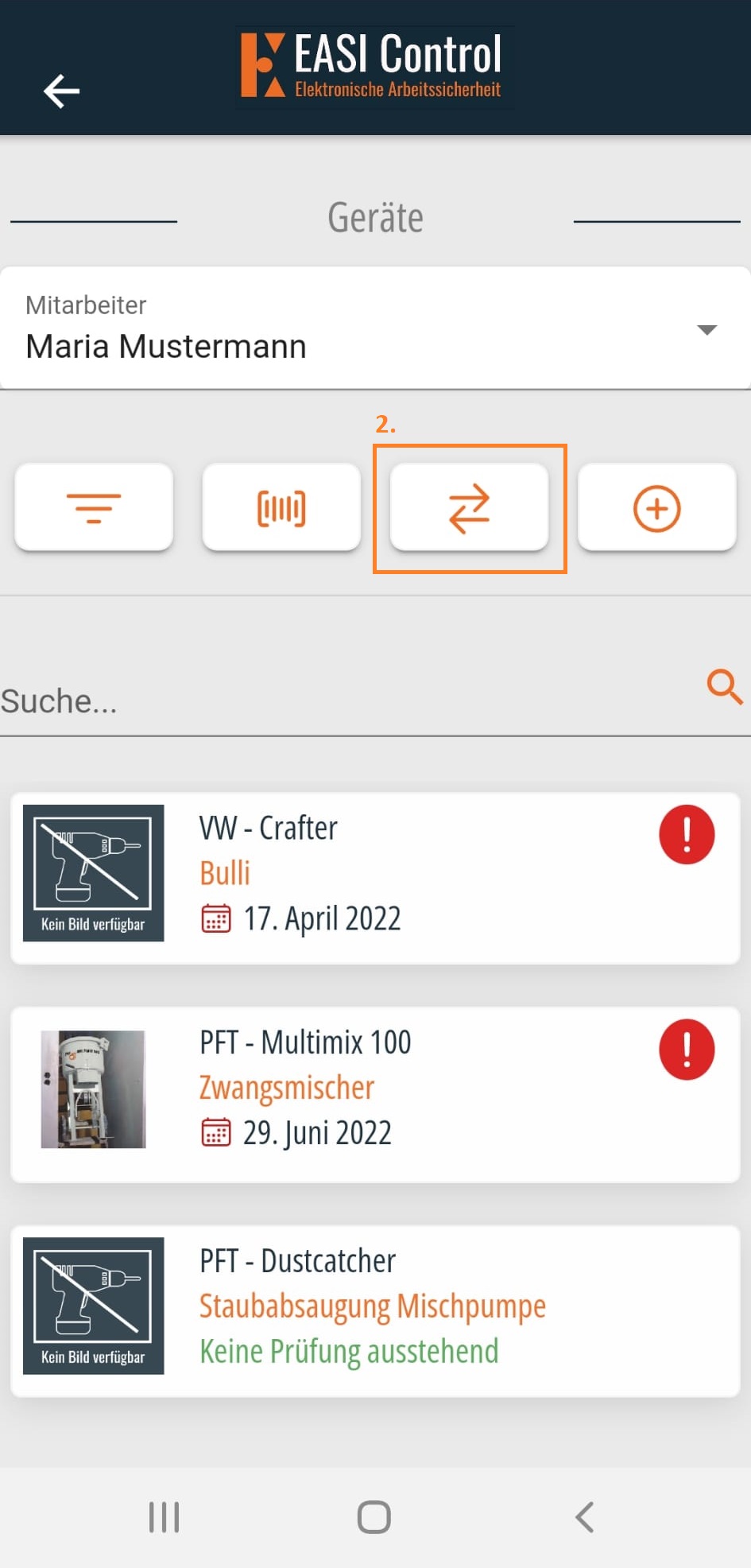 Gerätetransfer – EASI Control